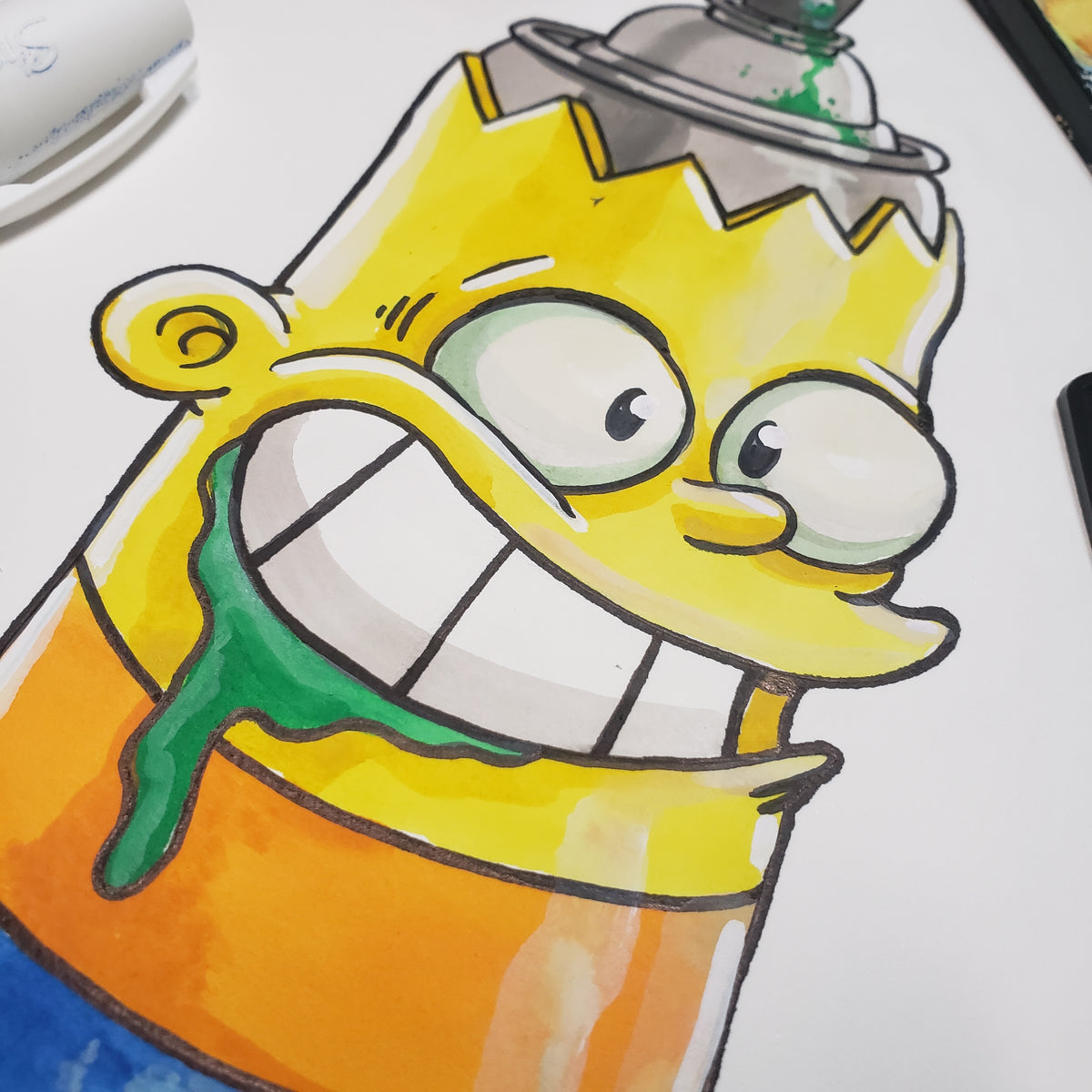 Spray Paint Bart 9 in. X 12 in. WATERCOLOR painting – CANVASBYCHRIS